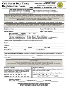 2018 Day Camp Registration Form | Scouting America Sequoia Council