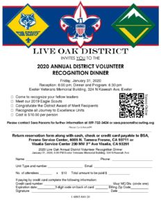 2020 Live Oak District Dinner Flyer | Scouting America Sequoia Council