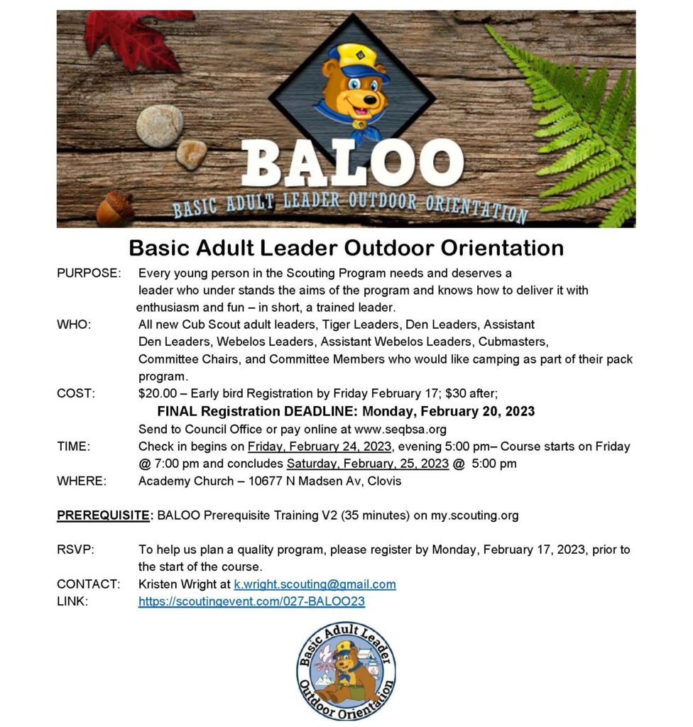 2023 BALOO Online Flyer | Scouting America Sequoia Council