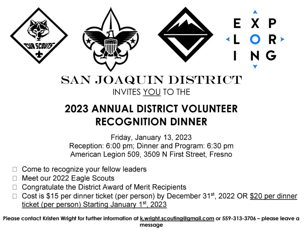2023 San Joaquin District Dinner Flyer | Sequoia Council - Boy Scouts ...