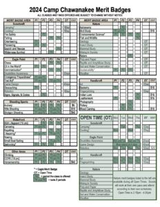 2024 Camp Chawanakee Merit Badges | Scouting America Sequoia Council
