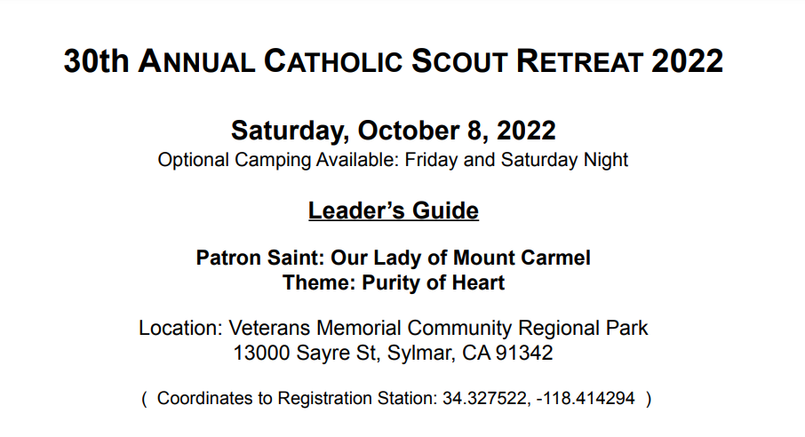 30th Annual Catholic Scout Retreat LEADERS GUIDE | Scouting America ...