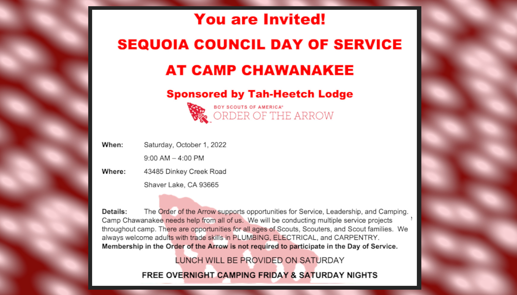 Day of service banner | Scouting America Sequoia Council