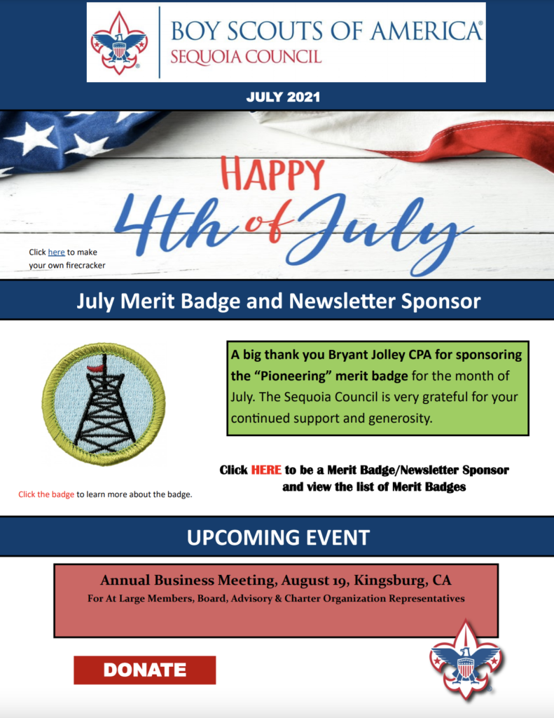 Previous Monthly Merit Badge Newsletters | Sequoia Council - Boy Scouts ...