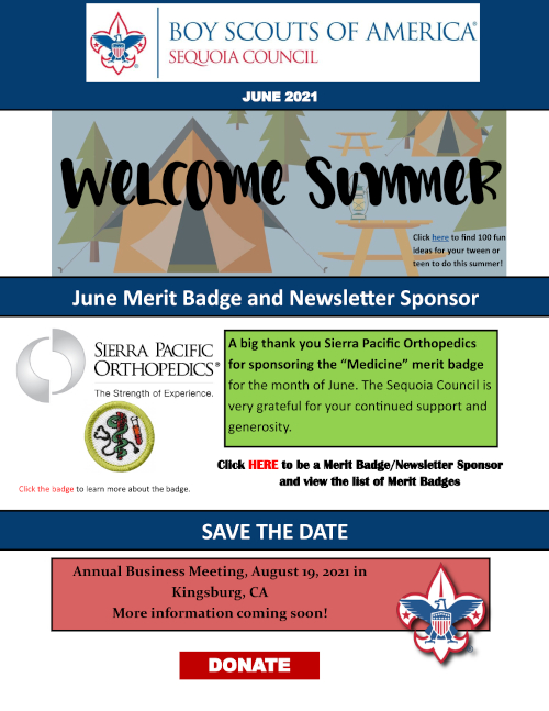 Previous Monthly Merit Badge Newsletters | Scouting America Sequoia Council