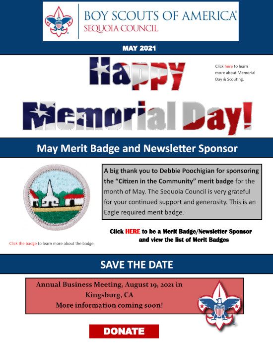 Previous Monthly Merit Badge Newsletters | Scouting America Sequoia Council