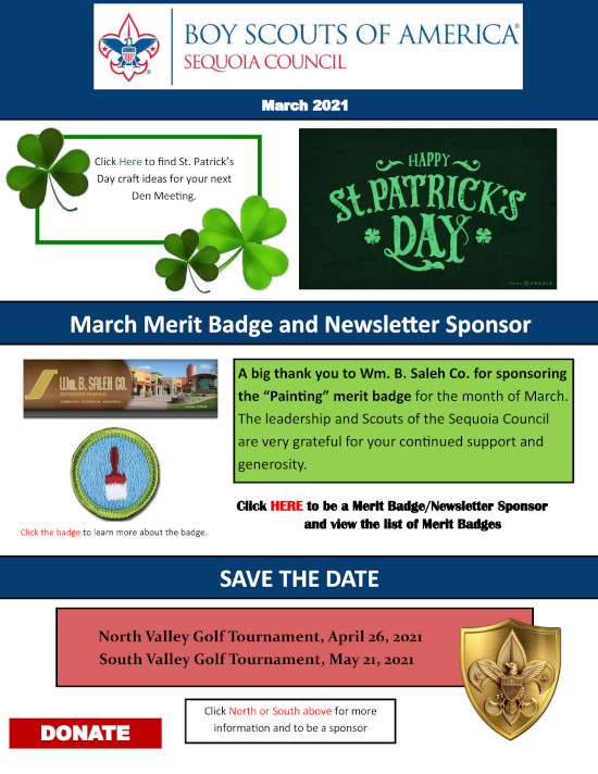 Newsletter front page | Scouting America Sequoia Council