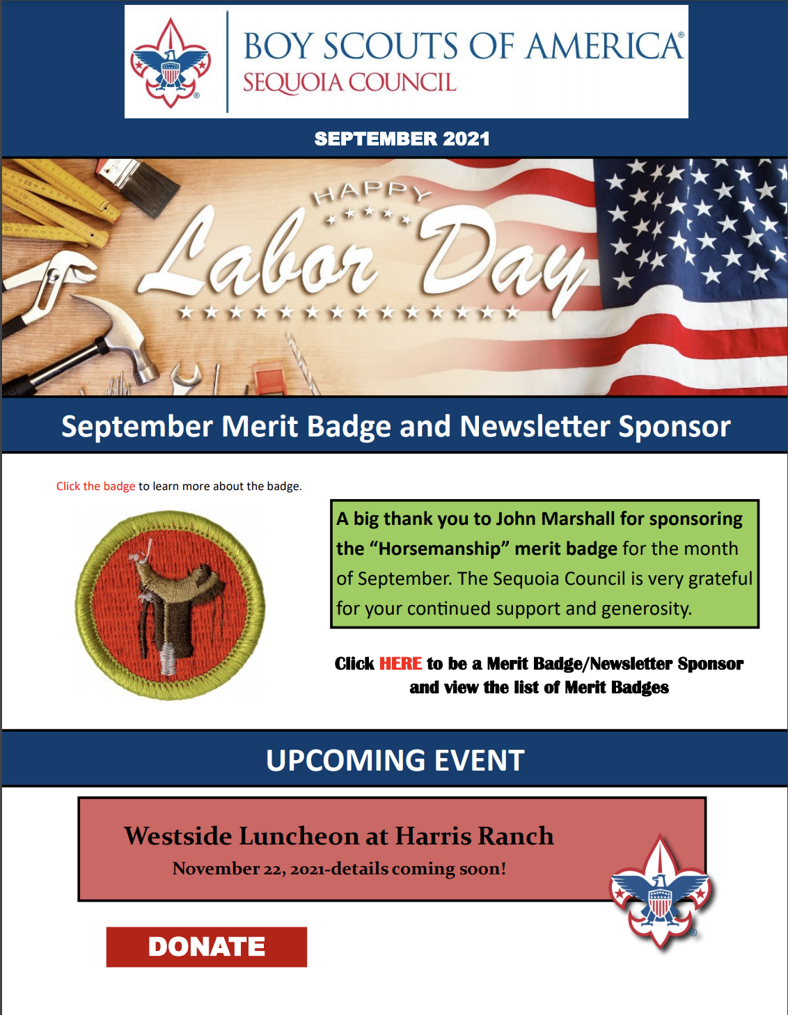 Previous Monthly Merit Badge Newsletters | Scouting America Sequoia Council