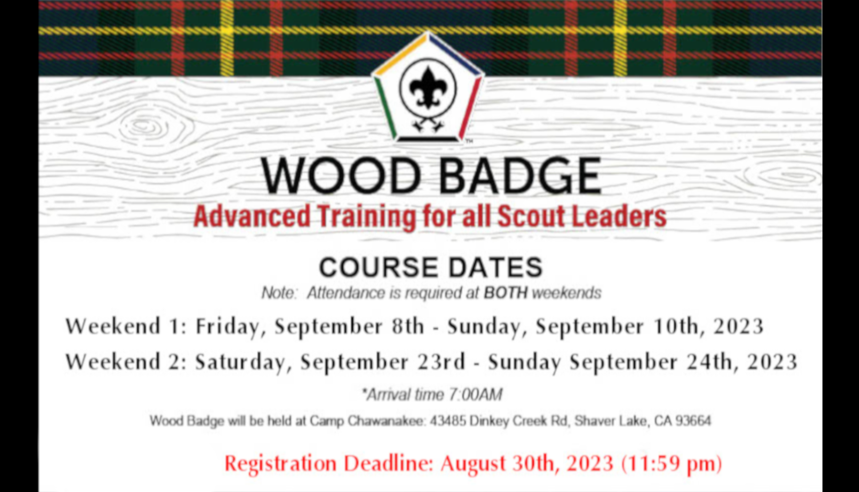 Woodbadge banner | Scouting America Sequoia Council